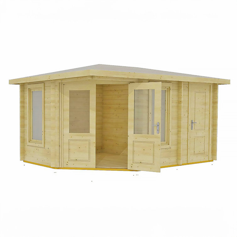 Shire Sheds Rita 10 x 14 ft 44 mm Corner Log Cabin | Wayfair.co.uk